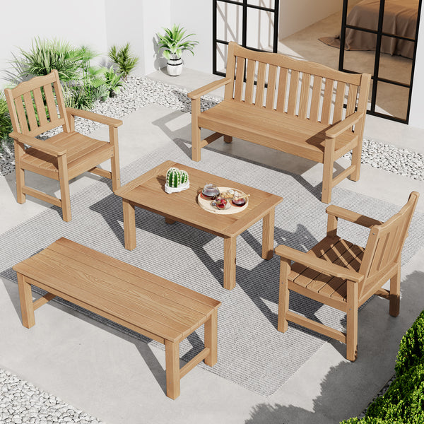STOOG Patio Furniture Set 5-Piece Outdoor Patio Conversation Bench Set