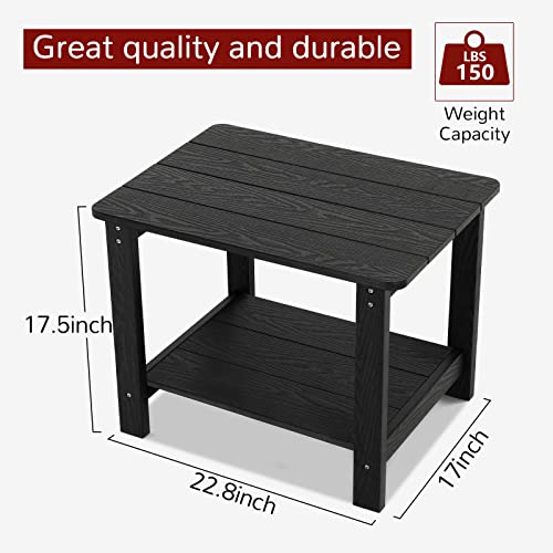 Stoog 22.8 inches Oversized Outdoor Side Table with 2 Layer Storage, R ...