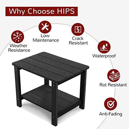 Stoog 22.8 inches Oversized Outdoor Side Table with 2 Layer Storage, R ...