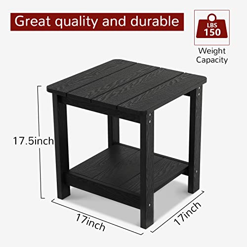 Stoog Outdoor Side Table, All-Weather HIPS Plastic 2-Tier Patio End Ta ...