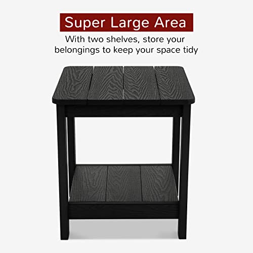 Stoog Outdoor Side Table, All-Weather HIPS Plastic 2-Tier Patio End Ta ...