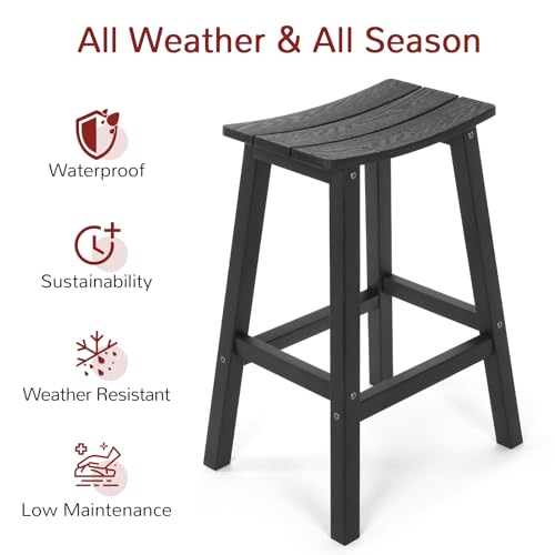 Stoog All-Weather Bar Stools Set of 2, 28" Height Outdoor Bar Stools w ...
