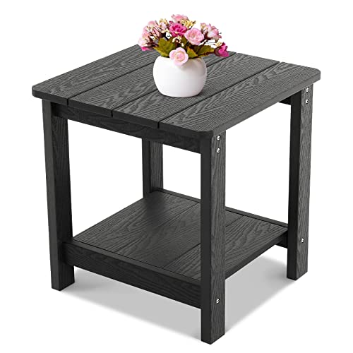 Stoog Outdoor Side Table, All-Weather HIPS Plastic 2-Tier Patio End Ta ...