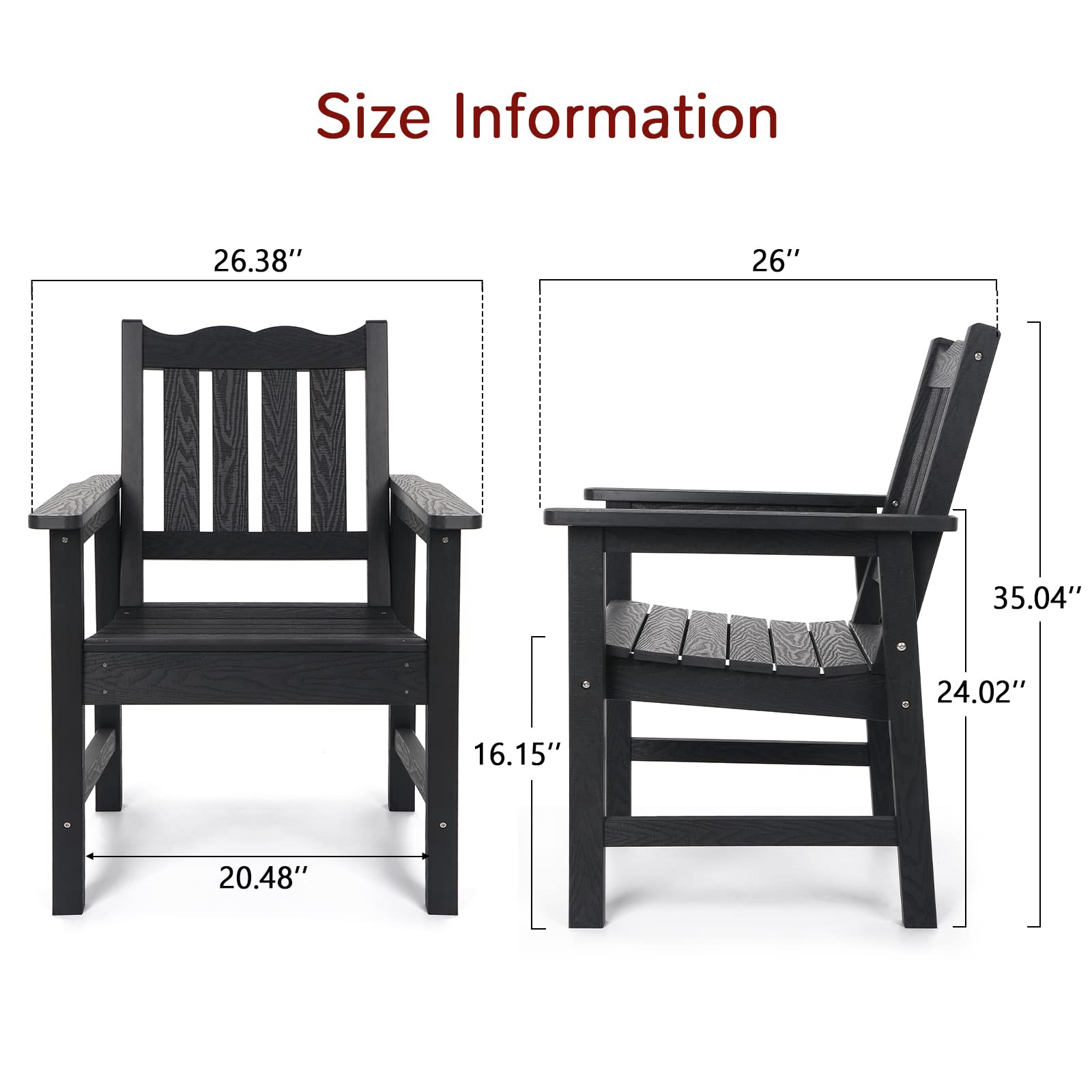 Stoog All-Weather Patio Chairs Set of 2, Outdoor Dining Chairs with Cu ...