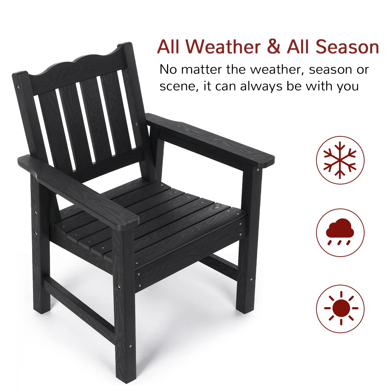 Stoog All-Weather Patio Chairs Set of 2, Outdoor Dining Chairs with Cu ...