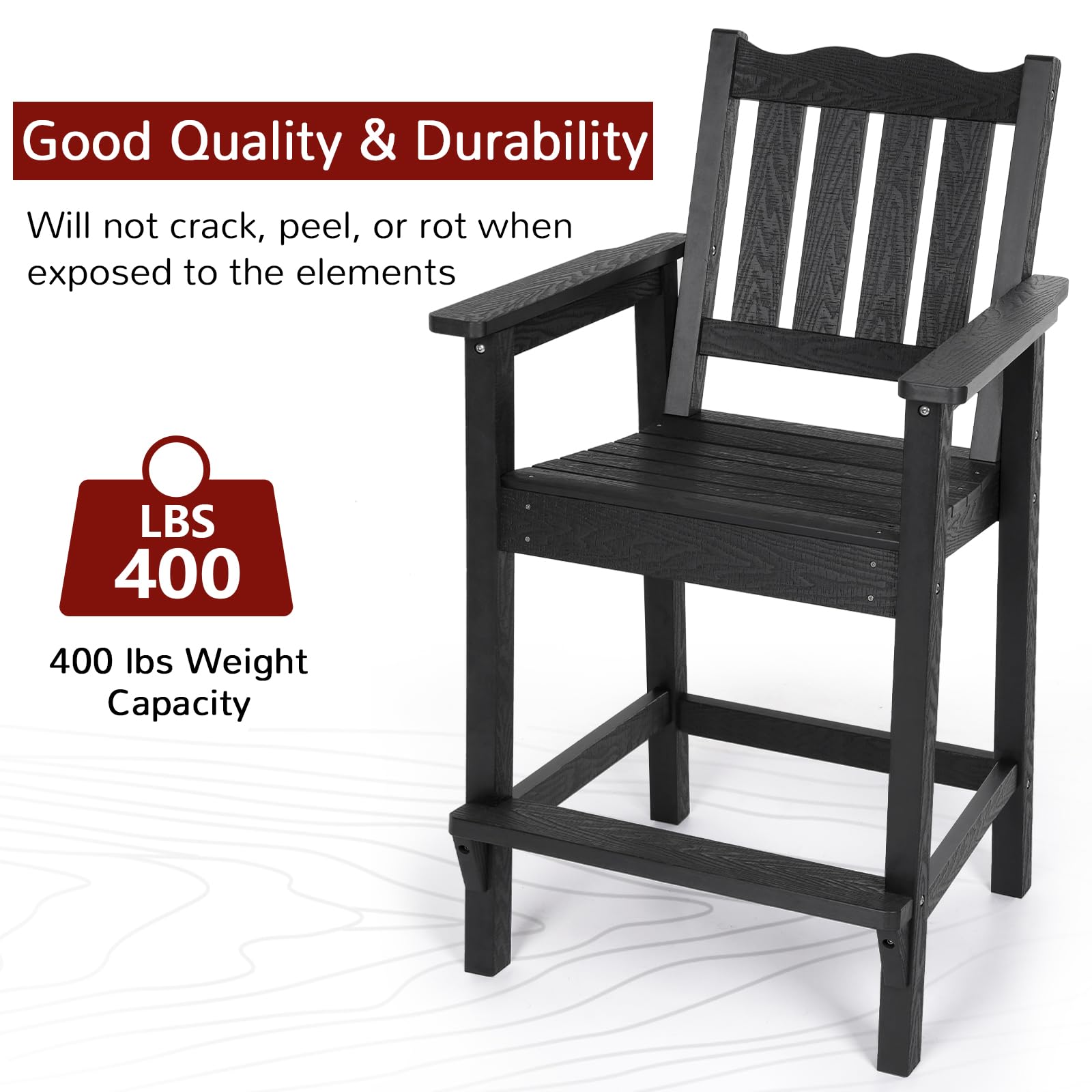 Stoog All-Weather Balcony Chairs Set, Tall Adirondack Chair Set of 2 w ...