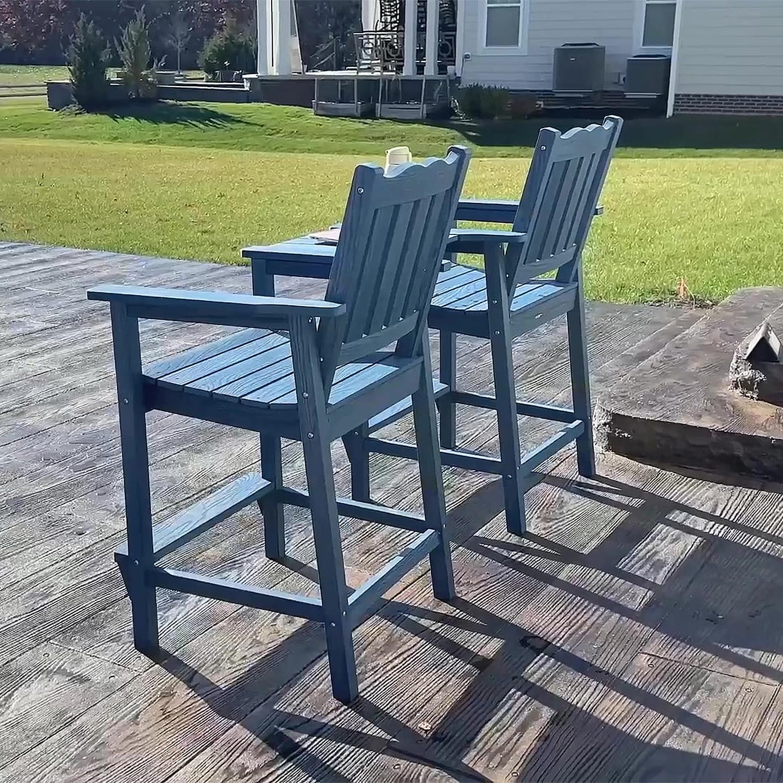 Stoog All-Weather Balcony Chairs Set, Tall Adirondack Chair Set of 2 w ...